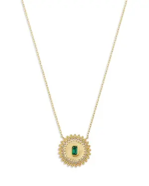 Bloomingdale'S Emerald And Diamond Circle Pendant Necklace - Gold