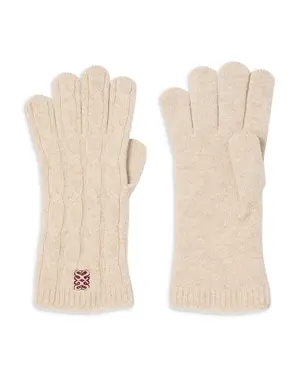 Sandro Cable Knit Gloves - Beige