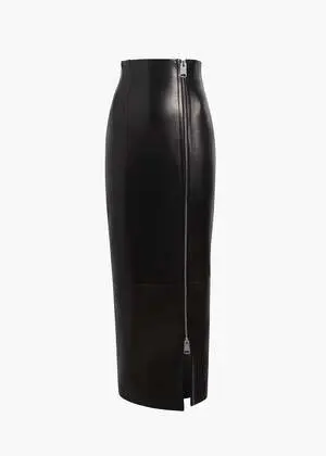 Khaite Leather Pencil Skirt - Black