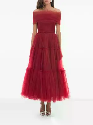ANA RADU Off-shoulder Tulle Dress - Red