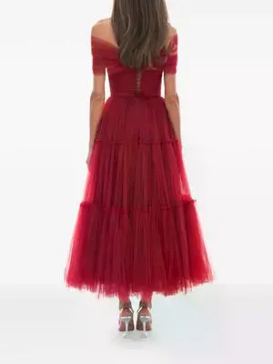 ANA RADU Off-shoulder Tulle Dress - Red