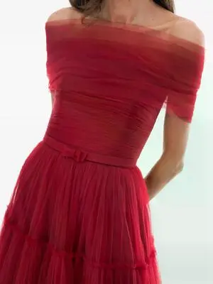 ANA RADU Off-shoulder Tulle Dress - Red