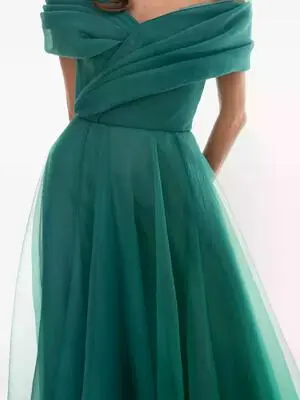ANA RADU Off-shoulder Draped Gown - Green