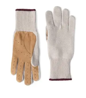 Brunello Cucinelli Cashmere Gloves With Suede Insert - Beige