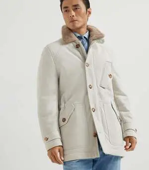 Brunello Cucinelli Suede Shearling Overcoat