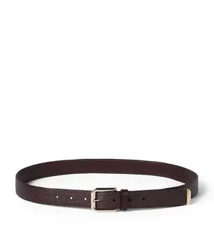 Brunello Cucinelli Grained Leather Belt With Buckle - Brown