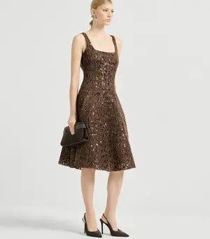 Brunello Cucinelli Mohair-silk-linen Blend Midi Dress