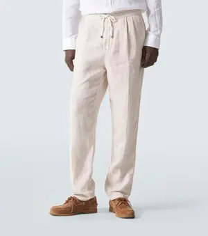 Brunello Cucinelli Linen Tapered Pants - Beige