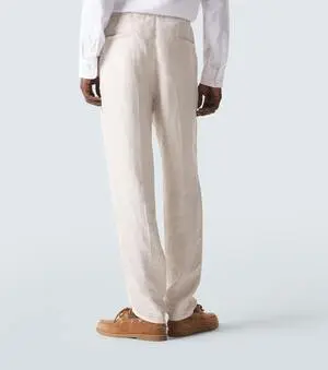 Brunello Cucinelli Linen Tapered Pants - Beige