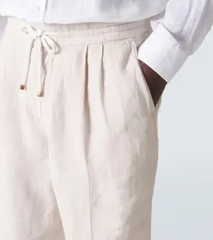 Brunello Cucinelli Linen Tapered Pants - Beige