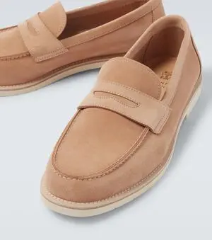 Brunello Cucinelli Suede Penny Loafers - Brown