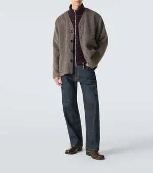 Our Legacy Leather-trimmed Cardigan - Grey