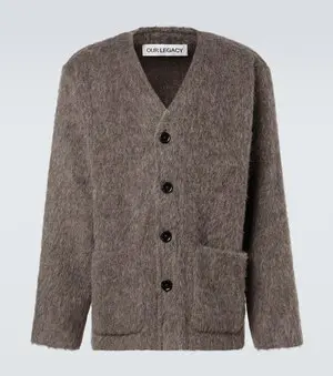 Our Legacy Leather-trimmed Cardigan - Grey