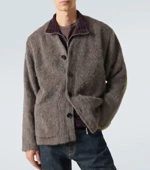 Our Legacy Leather-trimmed Cardigan - Grey