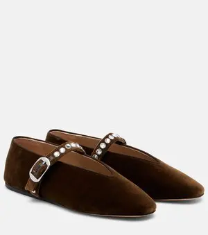 Le Monde Beryl Stella Velvet Ballet Flats - Brown