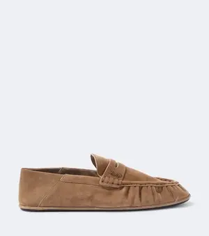 Saint Laurent Le Loafer Suede Penny Loafers - Beige