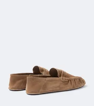 Saint Laurent Le Loafer Suede Penny Loafers - Beige