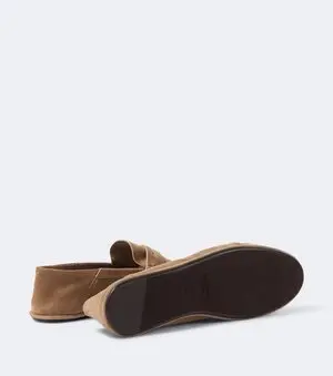 Saint Laurent Le Loafer Suede Penny Loafers - Beige