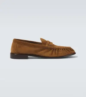 Saint Laurent Le Loafer Suede Penny Loafers - Brown