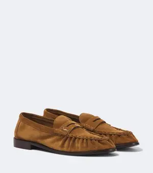 Saint Laurent Le Loafer Suede Penny Loafers - Brown