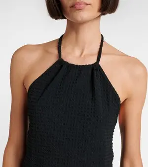 Hunza G Halterneck Seersucker Mini Dress - Black
