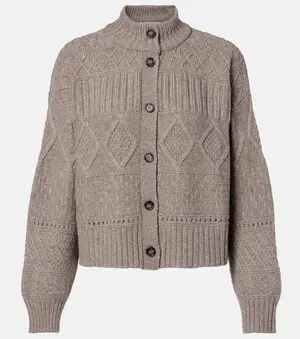 Altuzarra Amory Cable-knit Wool-blend Cardigan - Grey