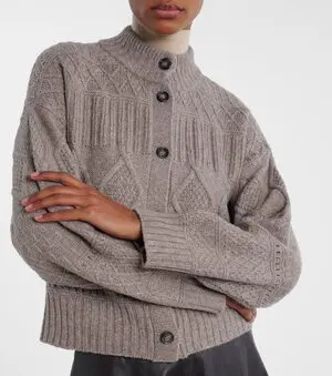 Altuzarra Amory Cable-knit Wool-blend Cardigan - Grey