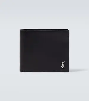 Saint Laurent Tiny Cassandre Leather Bi-fold Wallet - Black