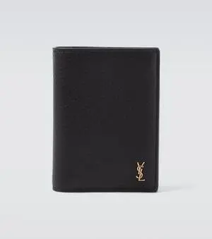 Saint Laurent Tiny Cassandre Leather Bi-fold Wallet - Blue