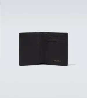 Saint Laurent Tiny Cassandre Leather Bi-fold Wallet - Blue