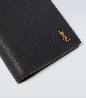 Saint Laurent Tiny Cassandre Leather Bi-fold Wallet - Blue