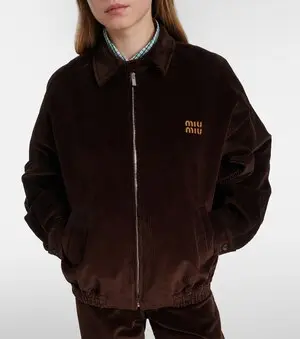 Miu Miu Oversized Cotton Corduroy Blouson Jacket - Brown