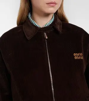 Miu Miu Oversized Cotton Corduroy Blouson Jacket - Brown