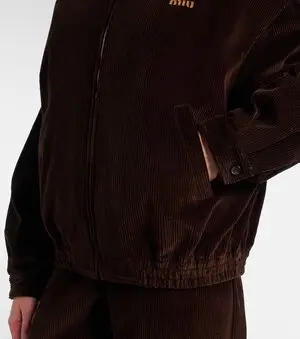 Miu Miu Oversized Cotton Corduroy Blouson Jacket - Brown