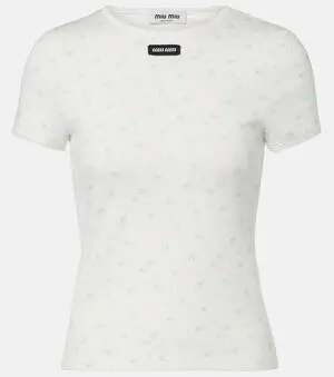 Miu Miu Floral Cotton Jersey T-shirt - White