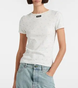 Miu Miu Floral Cotton Jersey T-shirt - White