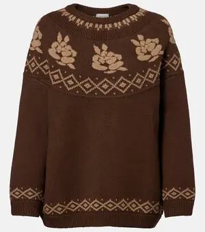 Magda Butrym Fair Isle Jacquard Wool Sweater - Brown