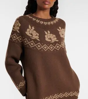 Magda Butrym Fair Isle Jacquard Wool Sweater - Brown