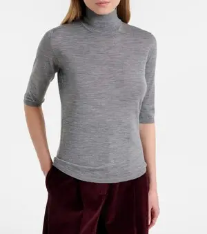 Max Mara Virgin Wool Turtleneck Sweater - Grey