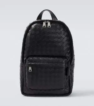 Bottega Veneta Intrecciato Small Leather Backpack - Black
