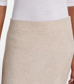 Max Mara Salubre Argyle Cashmere Midi Skirt - Beige