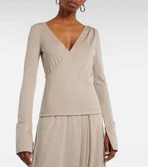 Max Mara Adagio Virgin Wool Wrap Top - Beige