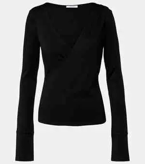 Max Mara Adagio Virgin Wool Wrap Top Black