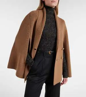 Max Mara Agenzia Double-breasted Virgin Wool Cape - Brown