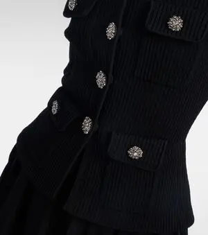 SELF-PORTRAIT Embellished Pleated Mini Dress