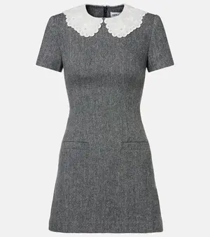 SELF-PORTRAIT Herringbone Wool-blend Minidress