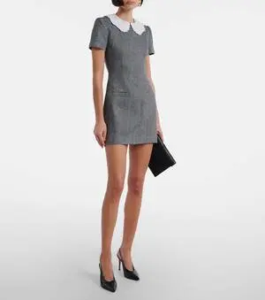 SELF-PORTRAIT Herringbone Wool-blend Minidress