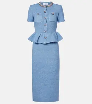 SELF-PORTRAIT Embellished Knitted Midi Dress