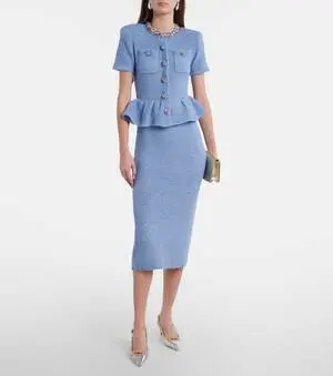SELF-PORTRAIT Embellished Knitted Midi Dress