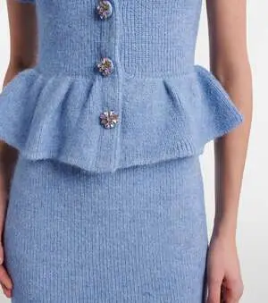 SELF-PORTRAIT Embellished Knitted Midi Dress